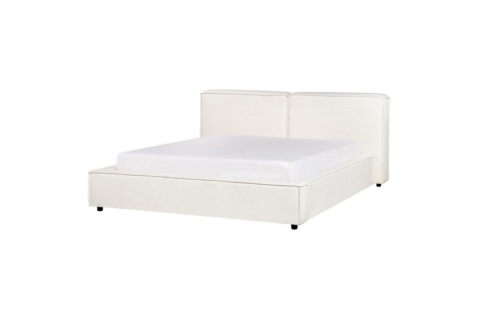 Dubbelsäng Beliani Linards med lamellram Brun-Svart, 160x200 cm White ...