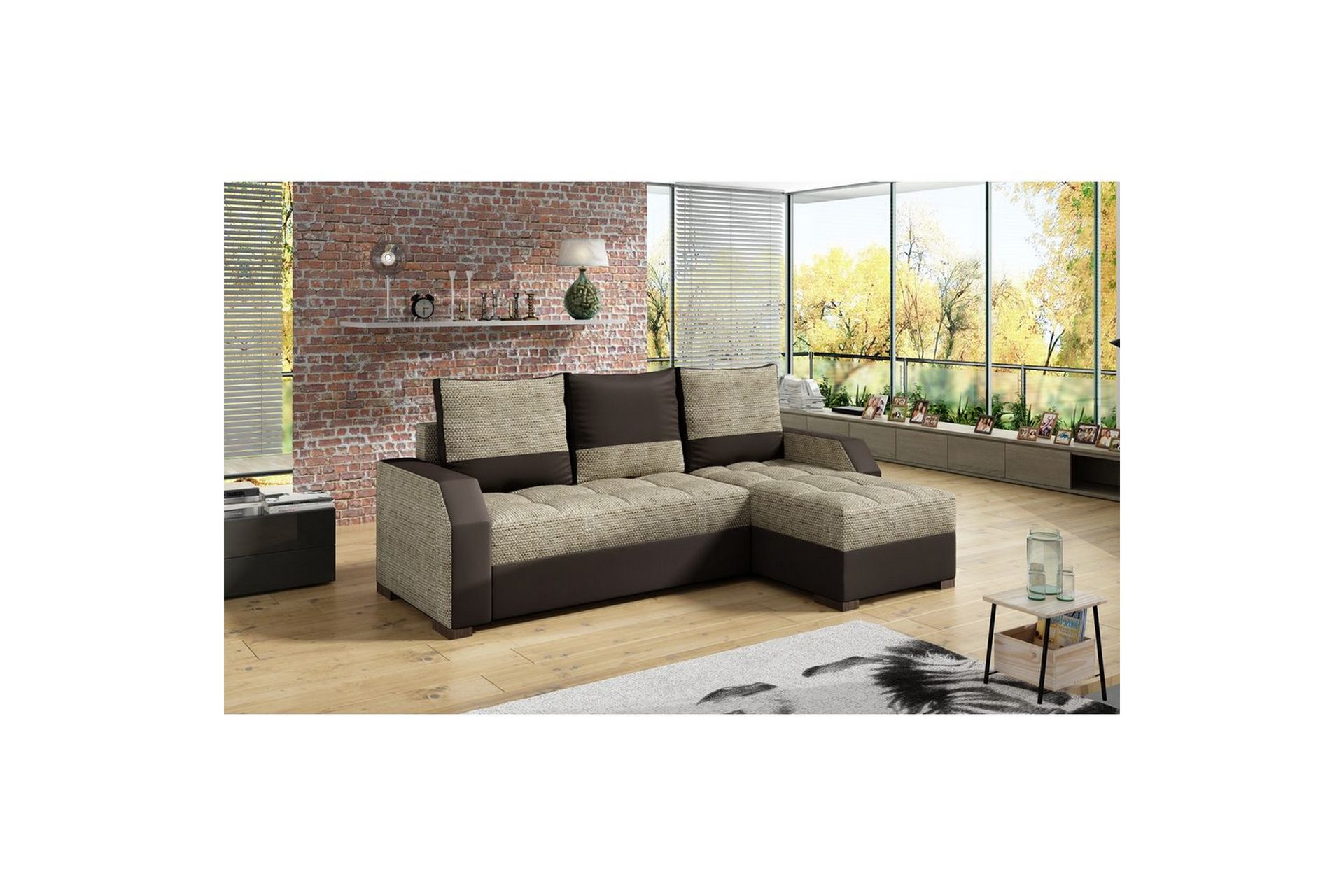 Sohva Eltap Aris 250x90 x150 cm Berlin 03, Soft 66, beige, tummanruskea ...