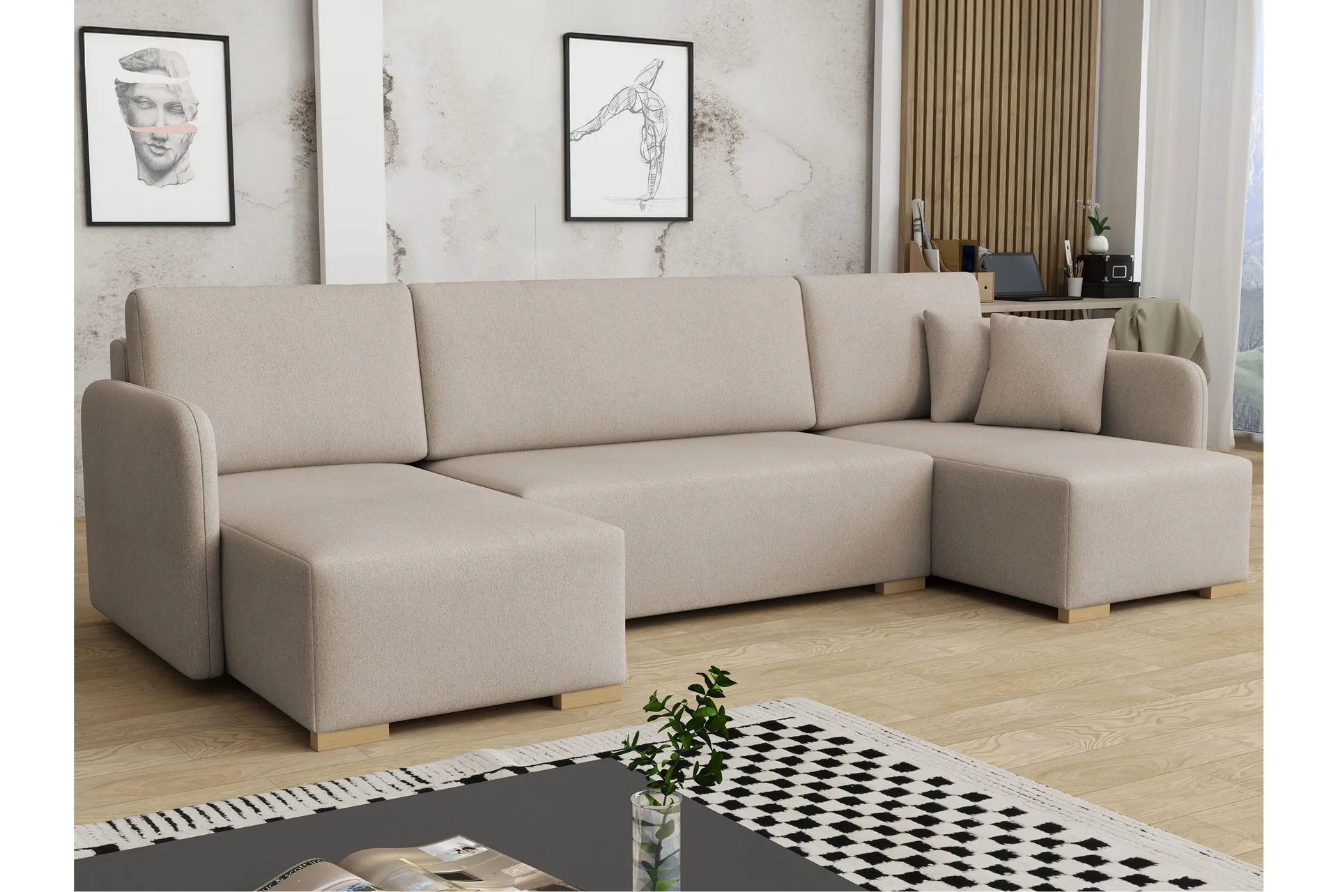 Amelus Vuodesohva 4 Hengen Sohva Beige - Huonekalut | Kodin1.com