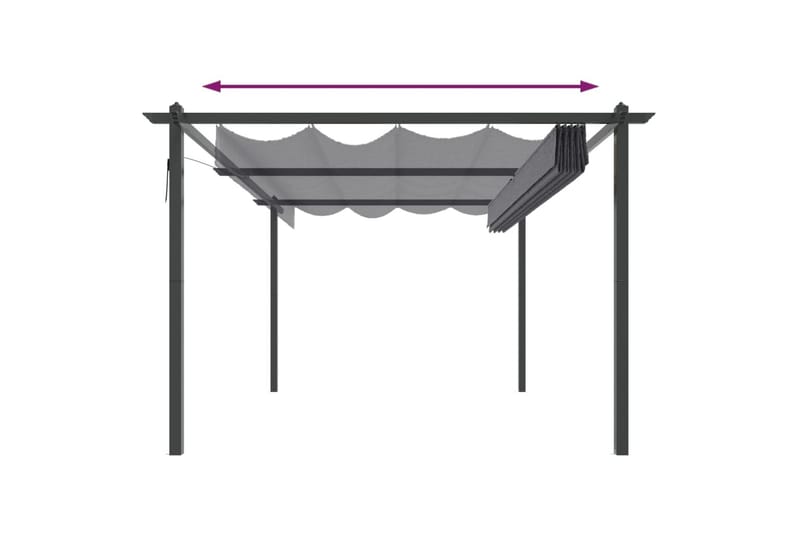 Puutarhan huvimaja sisäänvedettävällä katolla 4x3 m antrasii Antrasiitti - Piha & ulkoaltaat ...