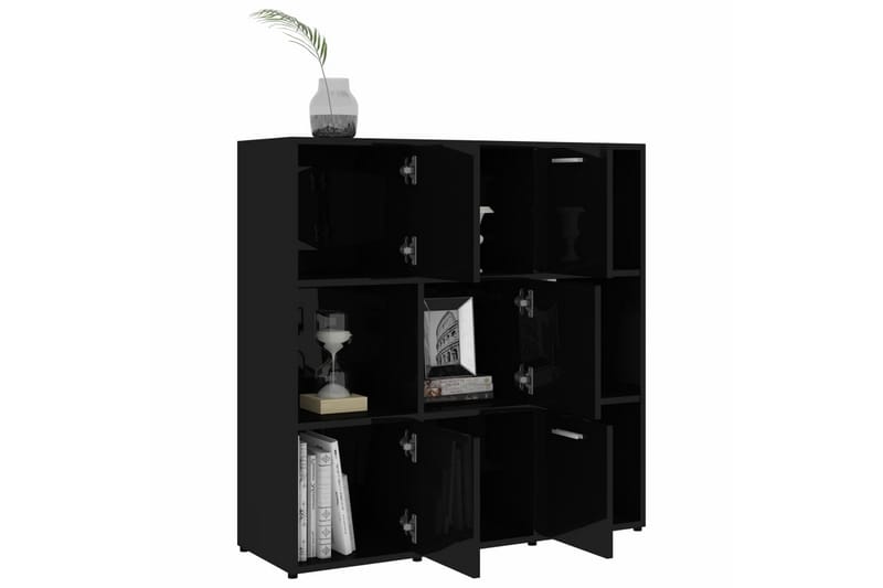Kirjahylly korkeakiilto musta 90x30x90 cm lastulevy - Kirjahylly ...