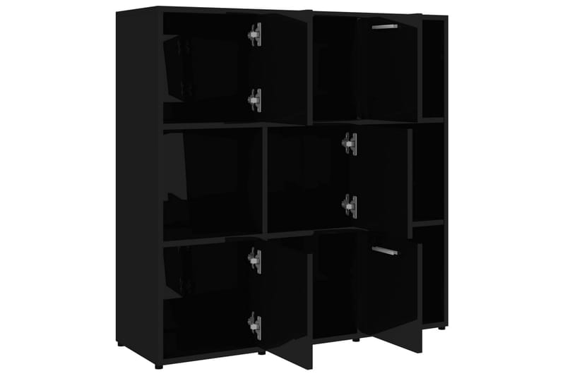 Kirjahylly korkeakiilto musta 90x30x90 cm lastulevy - Kirjahylly ...